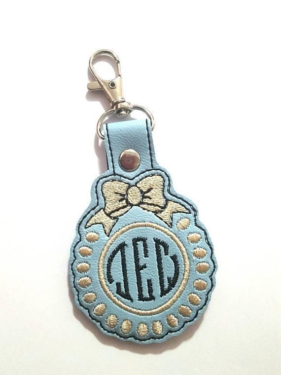 Bow and Pearls handmade key fob / key holder with monogram | Etsy