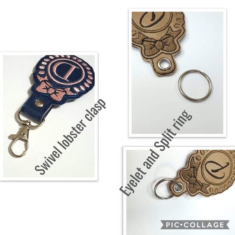 Handmade Key Fob/snap Tab With Monogram Embroidered - Aqua on Purple ...