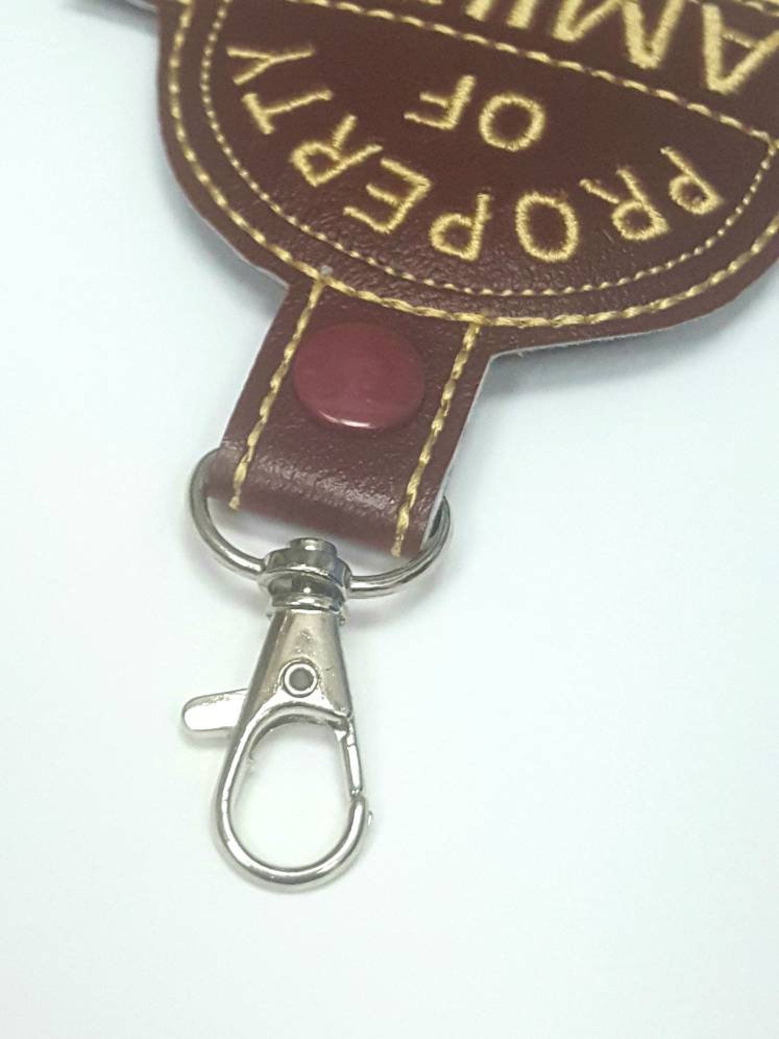 Handmade Key Fob / Key Holder With Name Embroidered Burgundy - Etsy