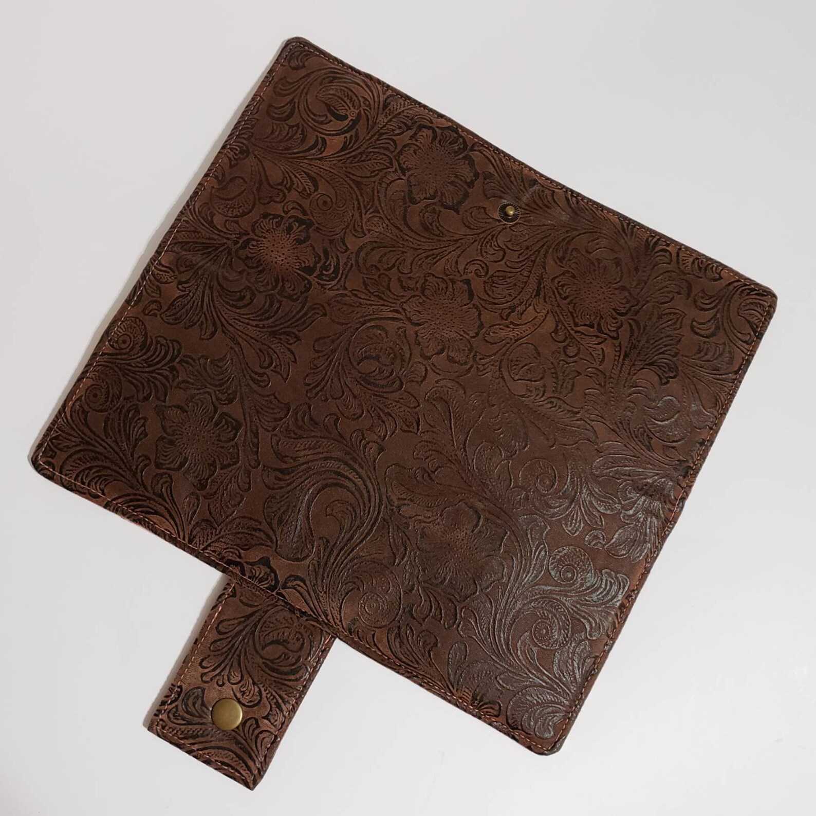 Handmade Business Checkbook Cover Brown Faux Tooled Leather - Etsy