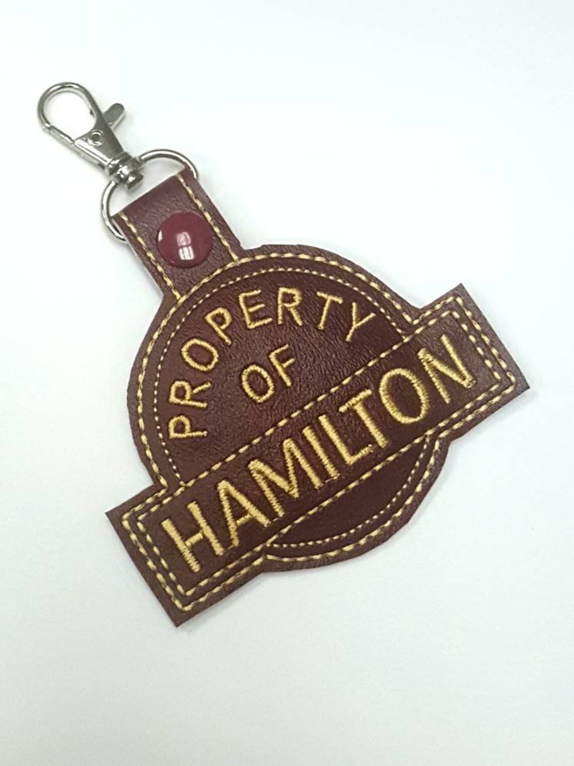 Handmade Key Fob / Key Holder With Name Embroidered Burgundy - Etsy