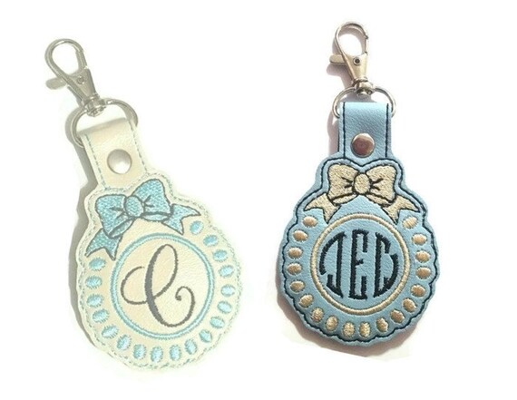 Bow and Pearls Handmade Key Fob / Key Holder With Monogram - Etsy