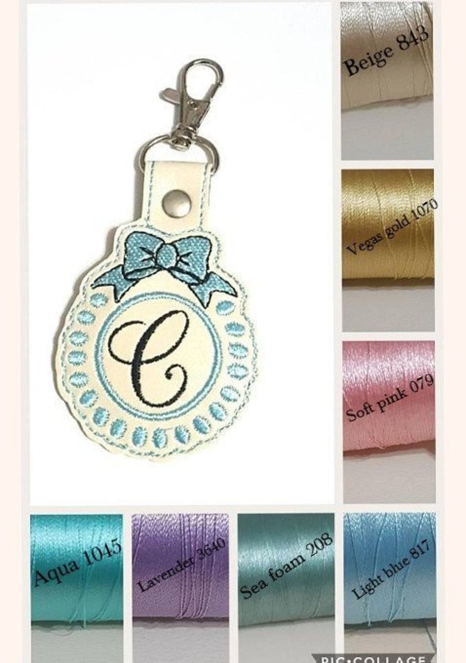 Bow and Pearls handmade key fob / key holder with monogram | Etsy