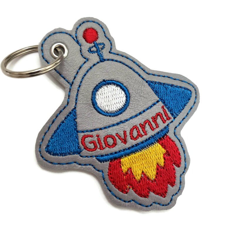Handmade Rocket Ship Tag With Name Embroidered Rocket Ship - Etsy