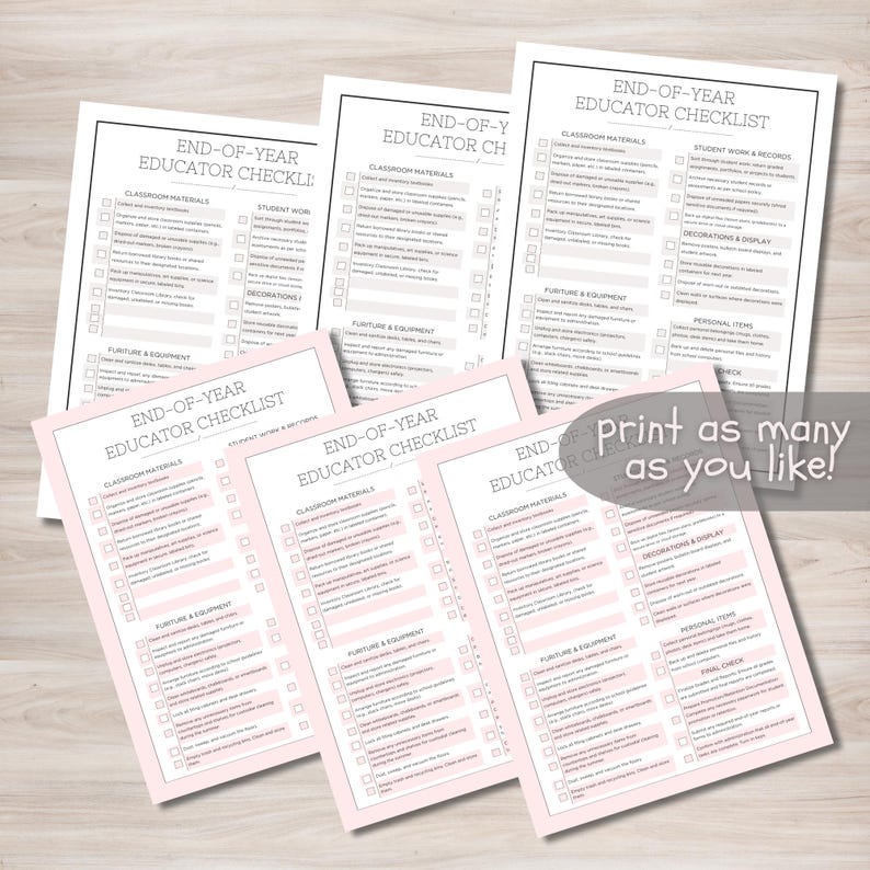 End of Year Teacher Checklist, Printable EOY Classroom Cleaning Schedule, Teacher Closeout ...