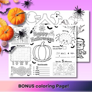 Halloween Activity Mat: Printable Games & Coloring Pages (PDF) - Etsy