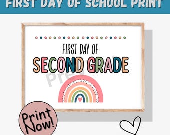 Second Grade First Day Sign: Printable Photo Prop (PNG Digital Download ...