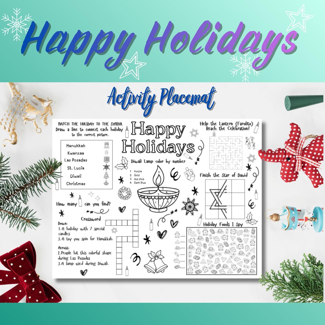 Multicultural Winter Holidays Activity Placemat | Las Posadas, Hanukkah ...