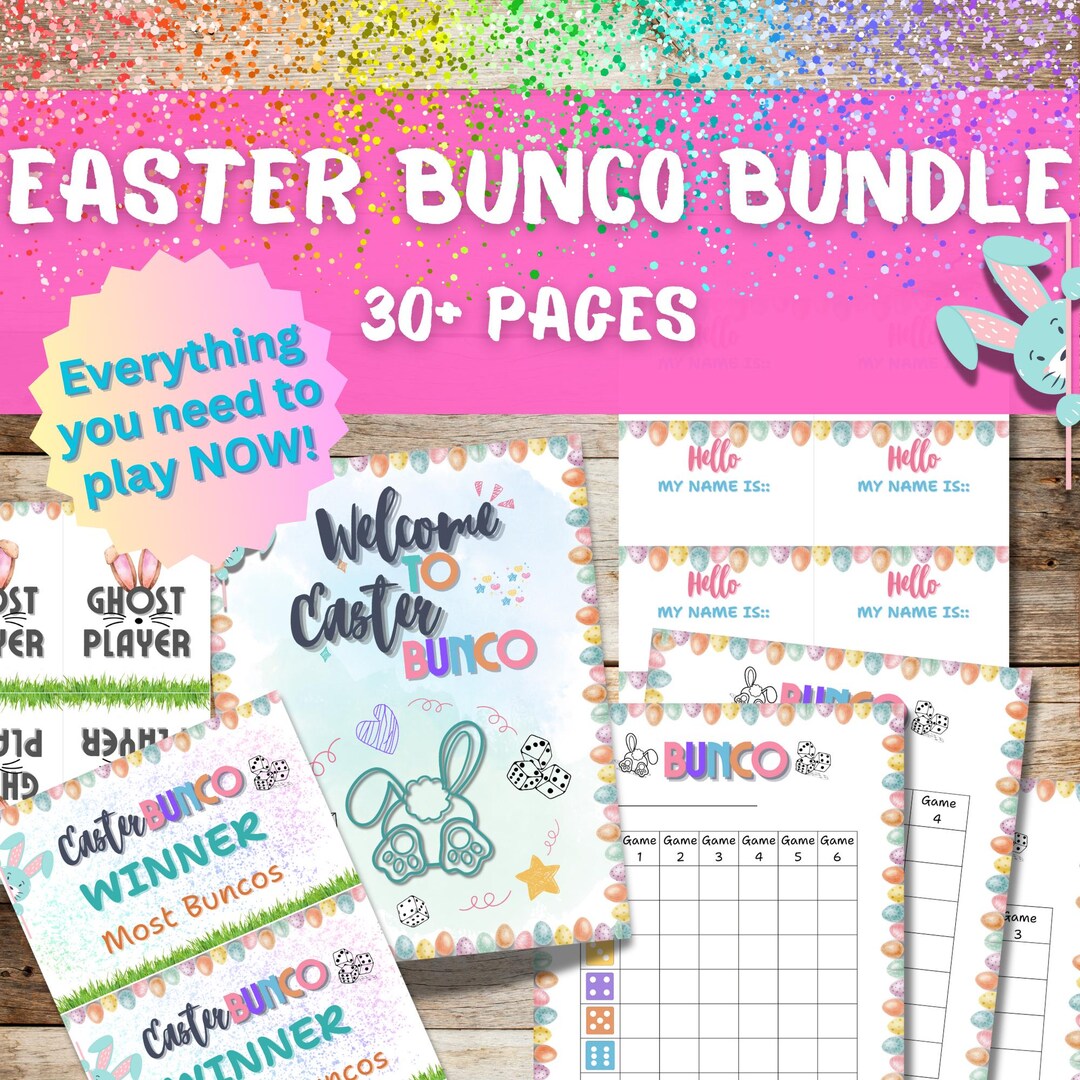 Easter Bunco Dice Party Game, Bunco Scoresheets, Easter Party Game ...