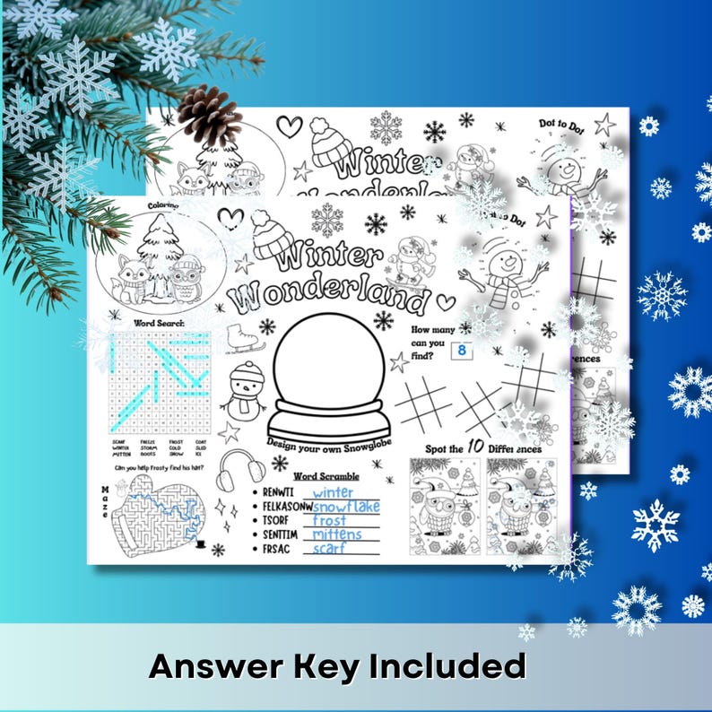 Winter Activity Placemat | Screen Free Printable Games & Coloring Pages ...