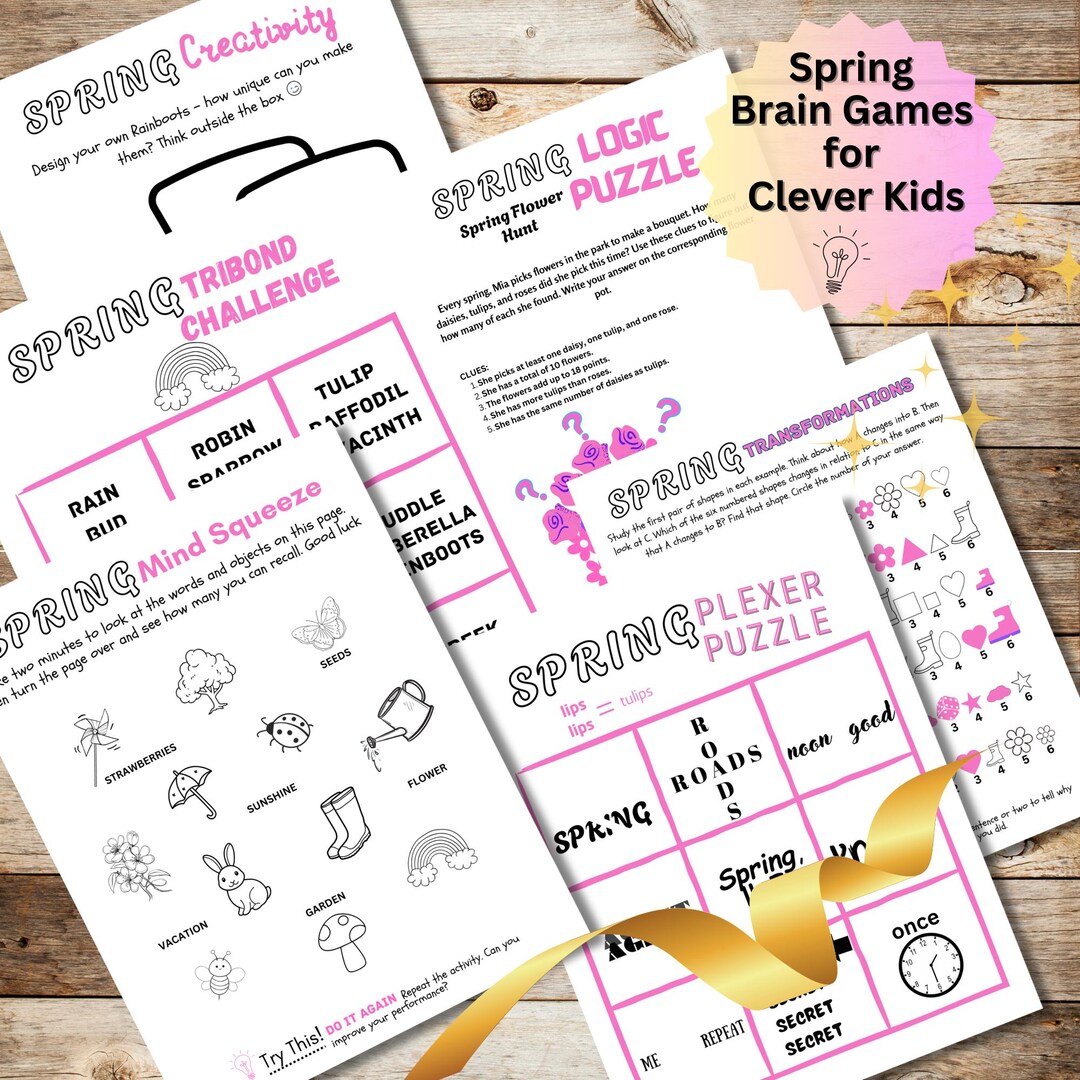 Spring Puzzle Activity Pack for Kids 7-12, Printable Brain Games ...