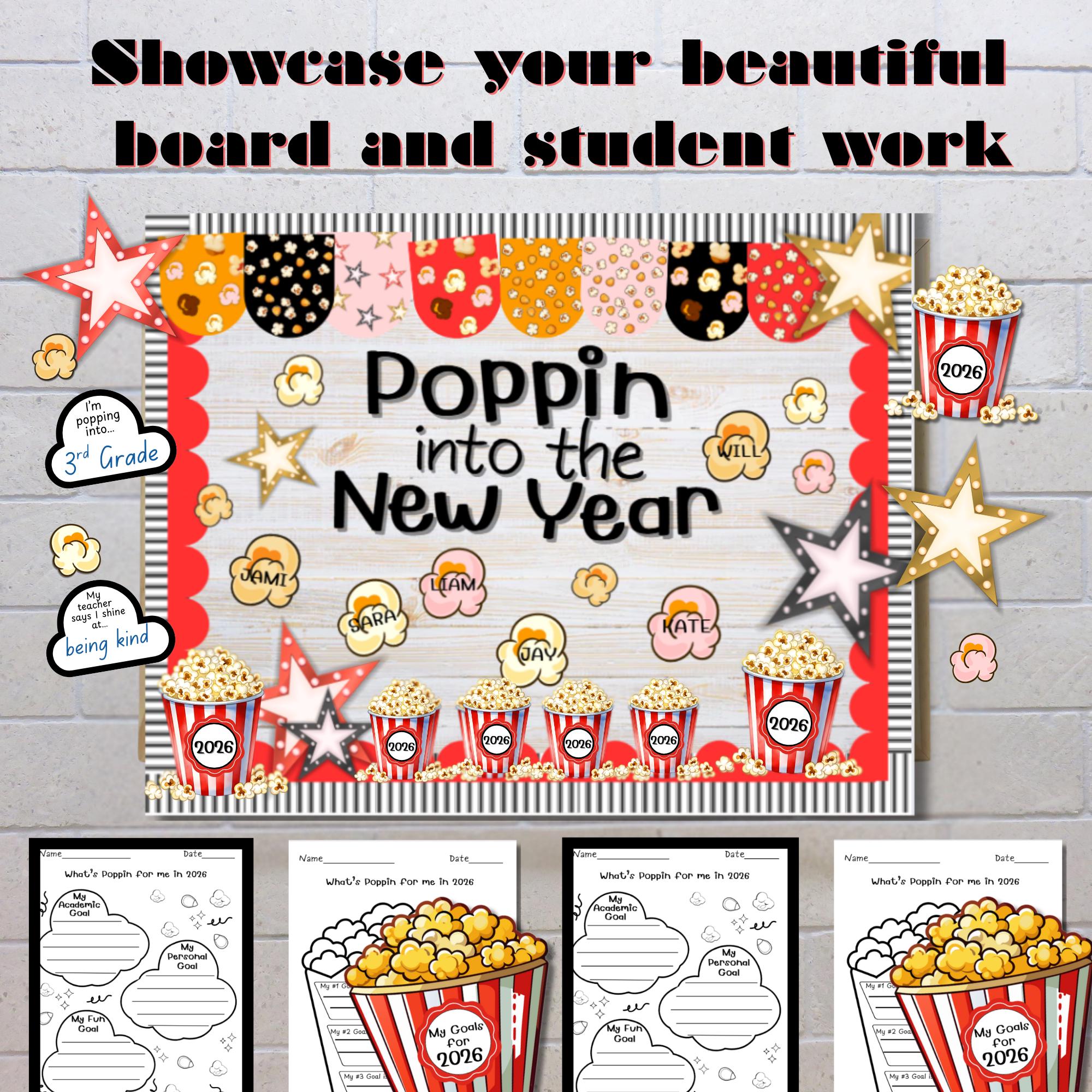 New Year Bulletin Board | Interactive Popcorn Theme Classroom Decor ...