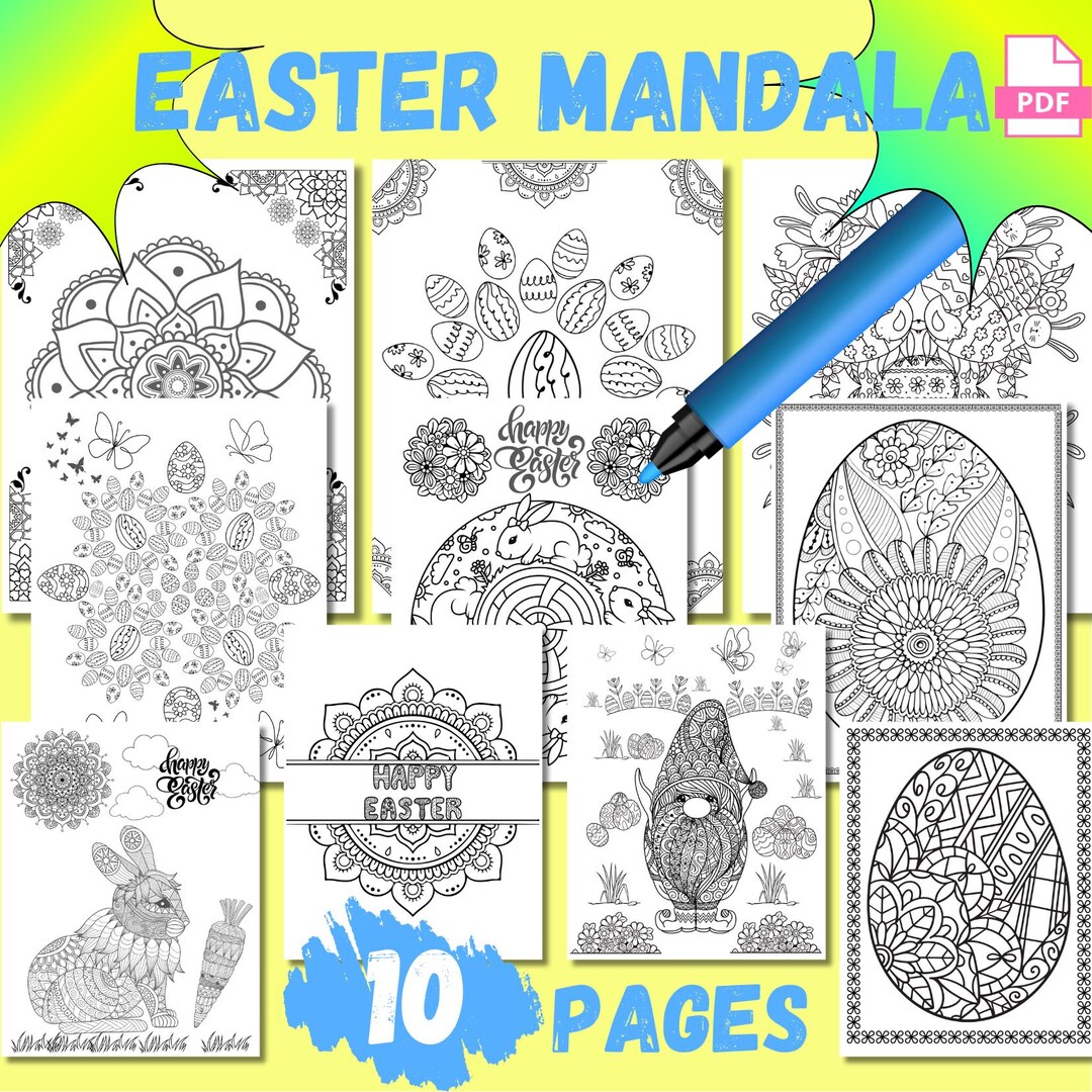 Printable Easter Mandala Coloring Page, Color Gift, Mandala Spring Art ...