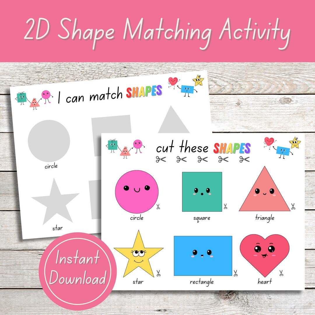Toddler & Pre-k Shape Matching Printable - 2D Shape Puzzle Worksheet ...