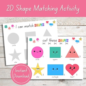 Toddler & Pre-k Shape Matching Printable - 2D Shape Puzzle Worksheet, Everyday Shape Hunt ...