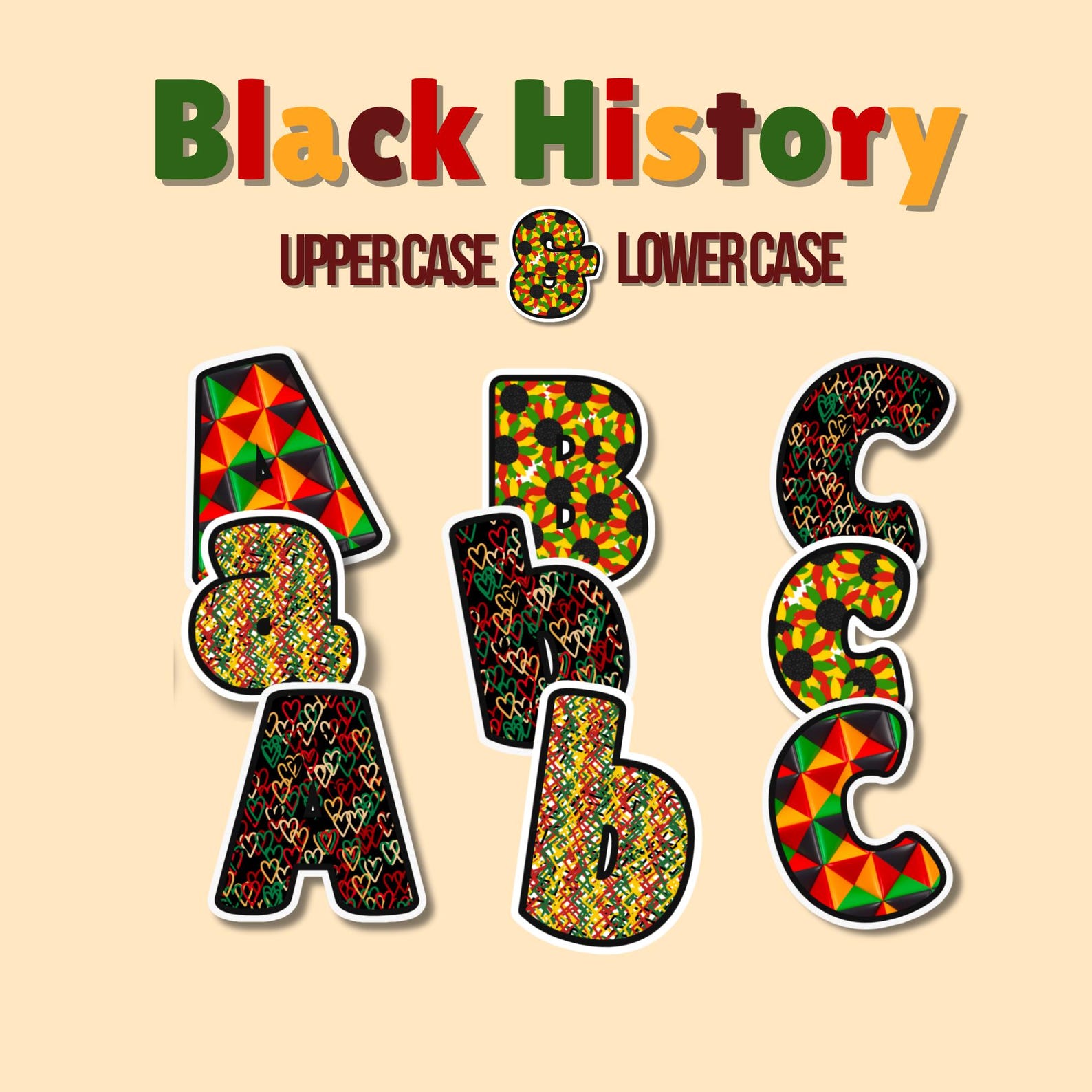 Black History Month Bulletin Board Letters | 4 Design Alphabet Set ...