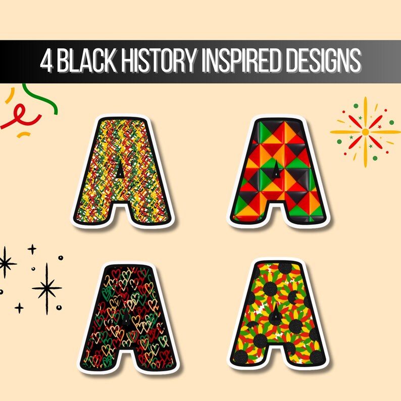 Black History Month Bulletin Board Letters | 4 Design Alphabet Set ...