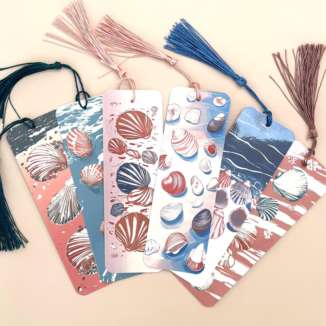 6-piece Handmade Seashell Bookmark Set – Laminated Ocean Theme ...