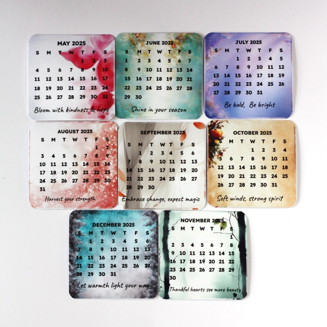 Mini Monthly Calendar Stickers – Waterproof & Laminated – Inspirational ...