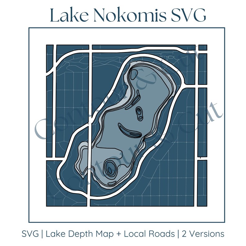Layered Lake Nokomis SVG Map, Minnesota Lake Depth Cut File, Cricut ...