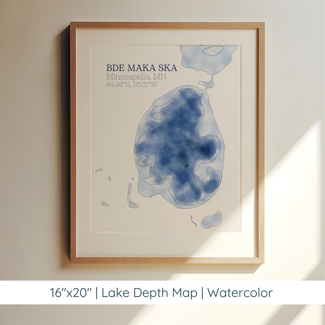 Digital Print Bde Maka Ska Bathymetry Map - Minneapolis, MN | Lake ...