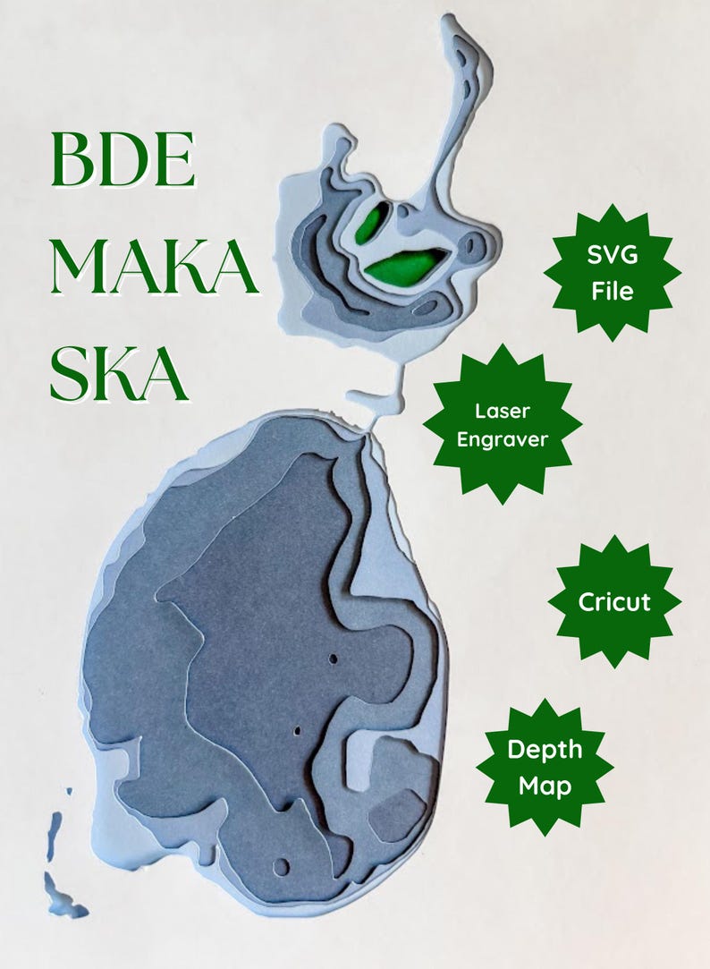 Layered Bde Maka Ska SVG Map, Minnesota Lake Depth Cut File, Cricut ...