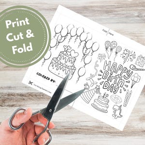 Printable Birthday Coloring Card: Fun DIY Kids Activity (digital ...