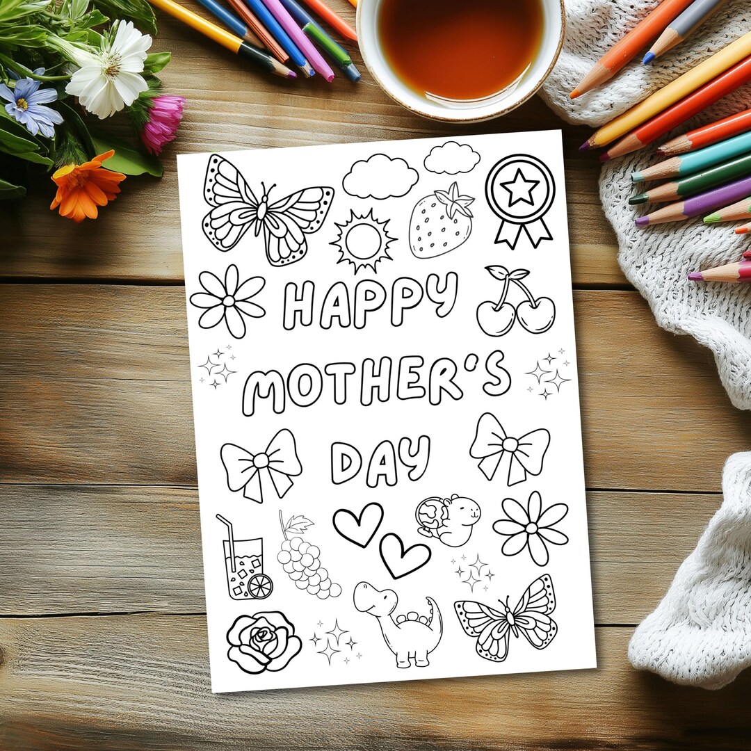 Printable Mother's Day Coloring / Colouring Card – Fun DIY Activity for ...