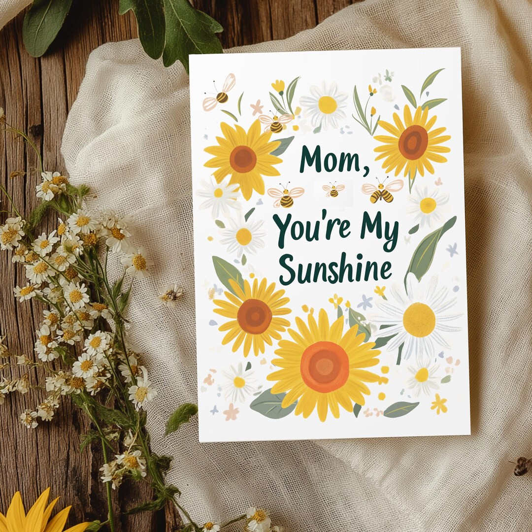 Cute Sunflower Mother’s Day Card, Simple Card, Digital Download, Last ...
