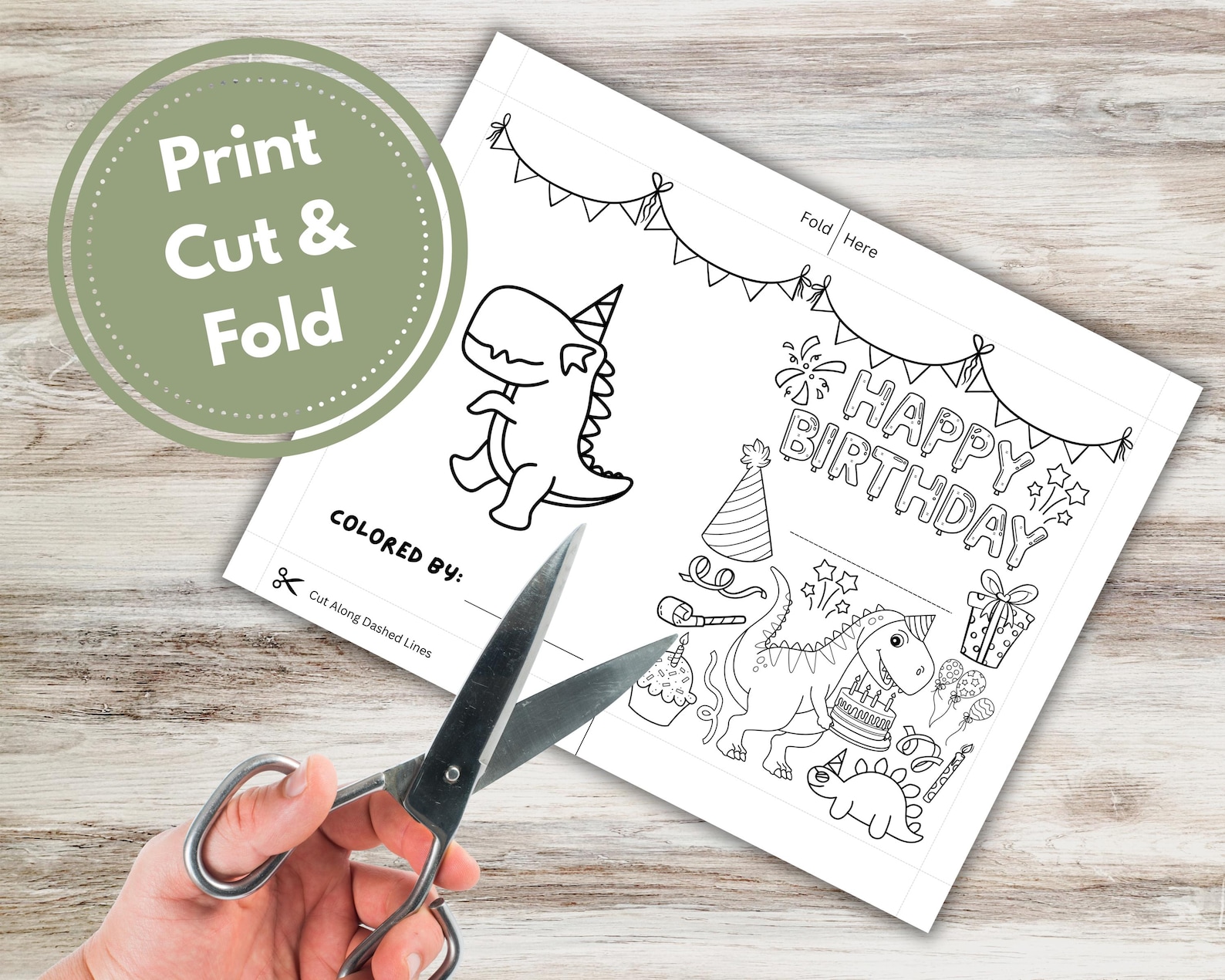 Printable Birthday Coloring Card: DIY Kids Activity (digital Download ...