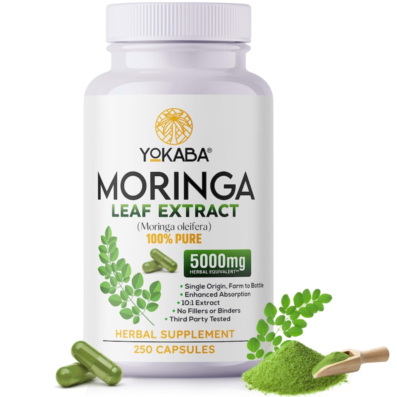 500 Capsules Moringa Oleifera Leaf Powder 5000mg - Organic Herbal ...
