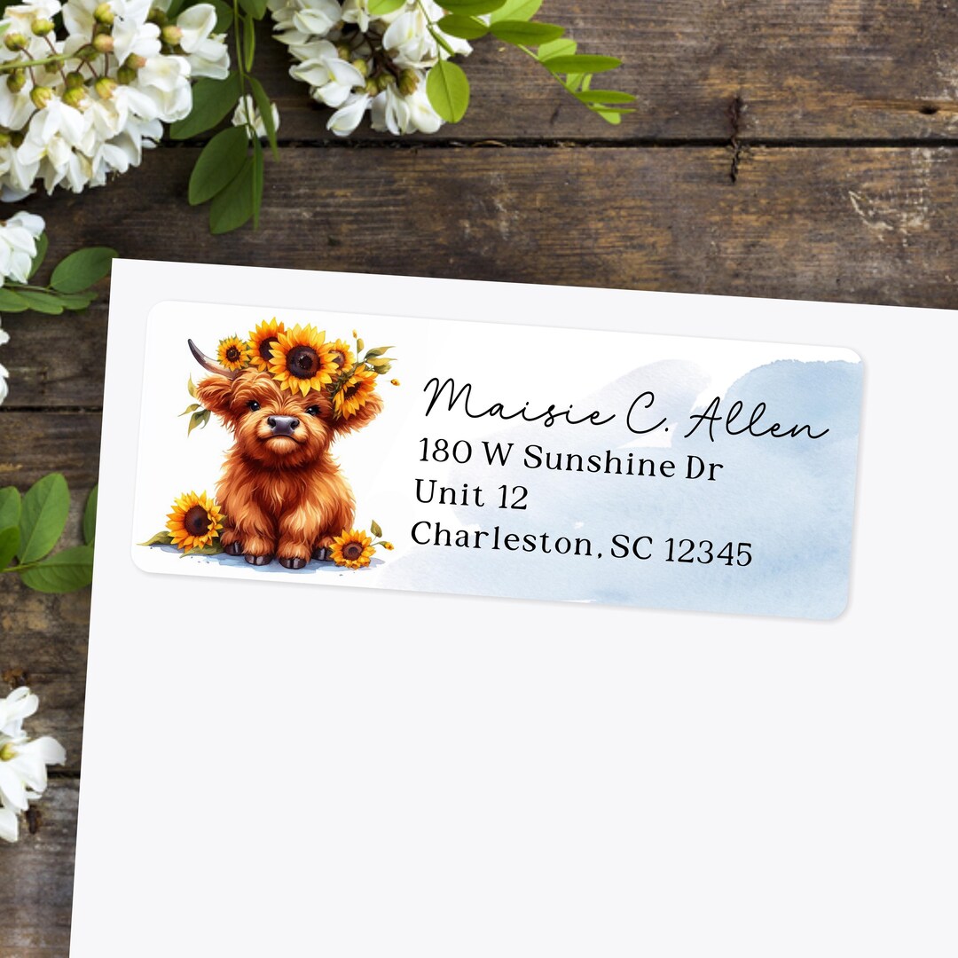 Highland Cow Address Labels | Personalized Return Address Labels ...
