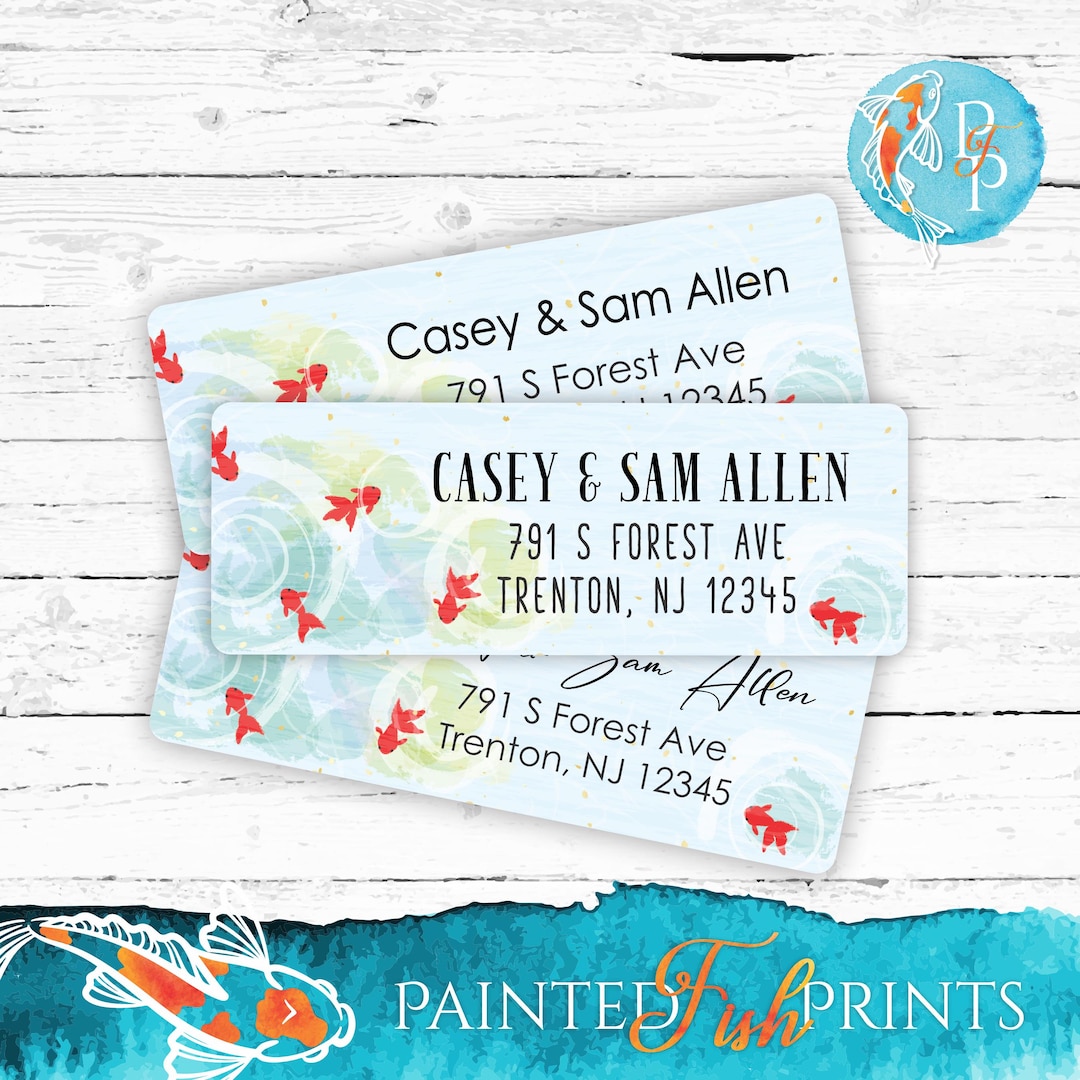 Goldfish Address Labels | Personalized Return Address Labels, Pond ...