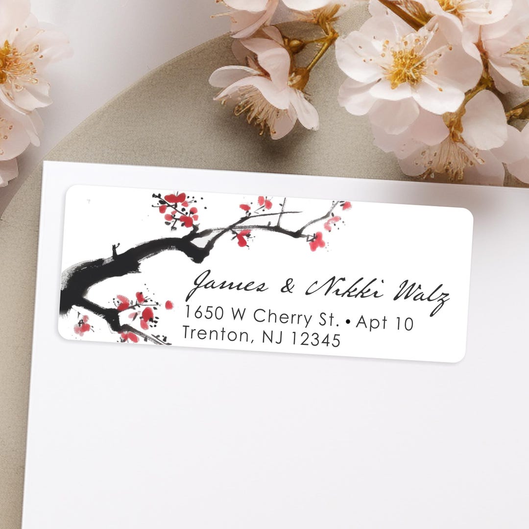 Japanese Sakura Address Labels | Cherry Blossom Address Stickers ...