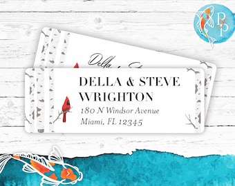 Cardinal Christmas Address Labels - Etsy