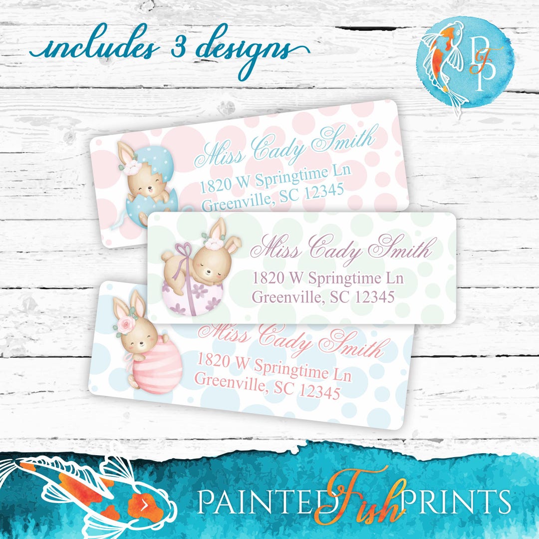 Easter Bunny Address Labels | Personalized Printed Return Stickers - Etsy