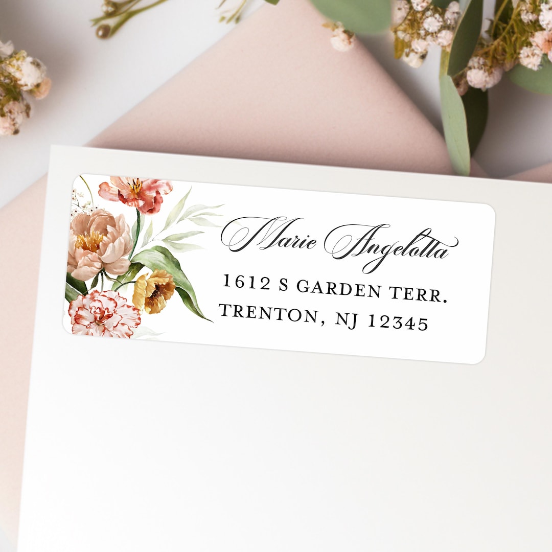 Vintage Floral Address Labels, Flower Address Stickers, Flower Blooms ...