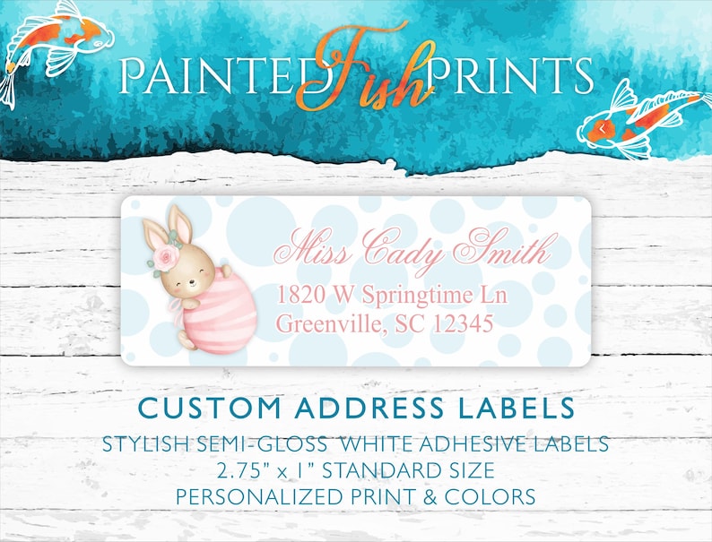 Easter Bunny Address Labels | Personalized Printed Return Stickers - Etsy