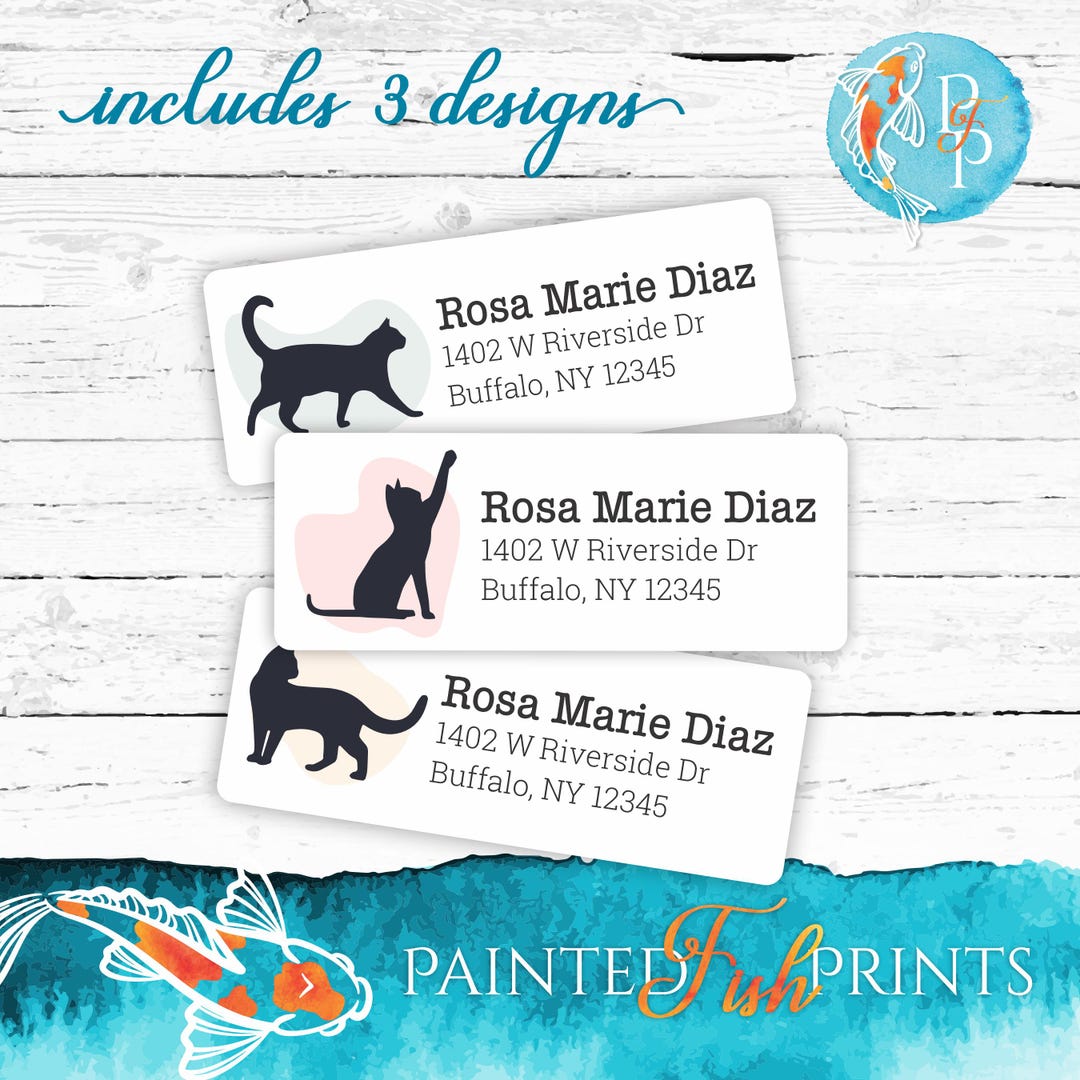 Cute Cat Address Labels | Personalized Return Address Labels, Kitty ...
