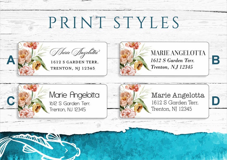 Vintage Floral Address Labels, Flower Address Stickers, Flower Blooms ...
