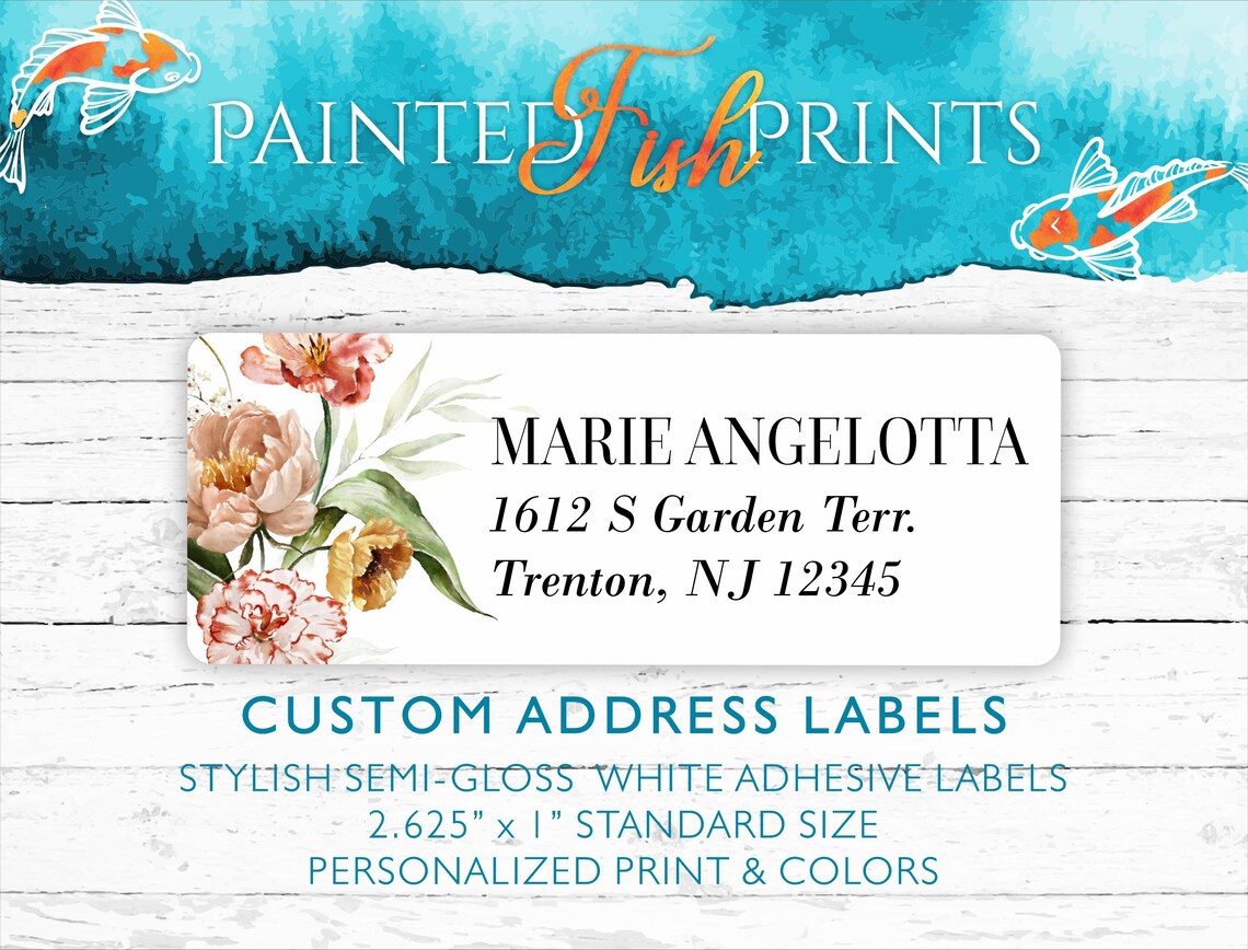 Vintage Floral Address Labels, Flower Address Stickers, Flower Blooms ...