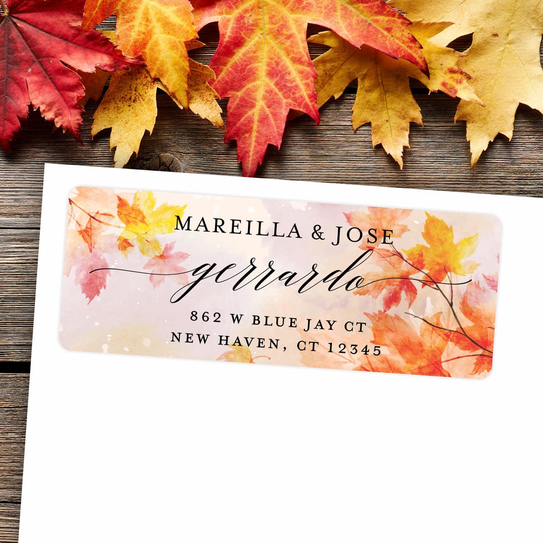 Autumn Leaves Address Labels: Custom Fall Envelope Stickers - Etsy