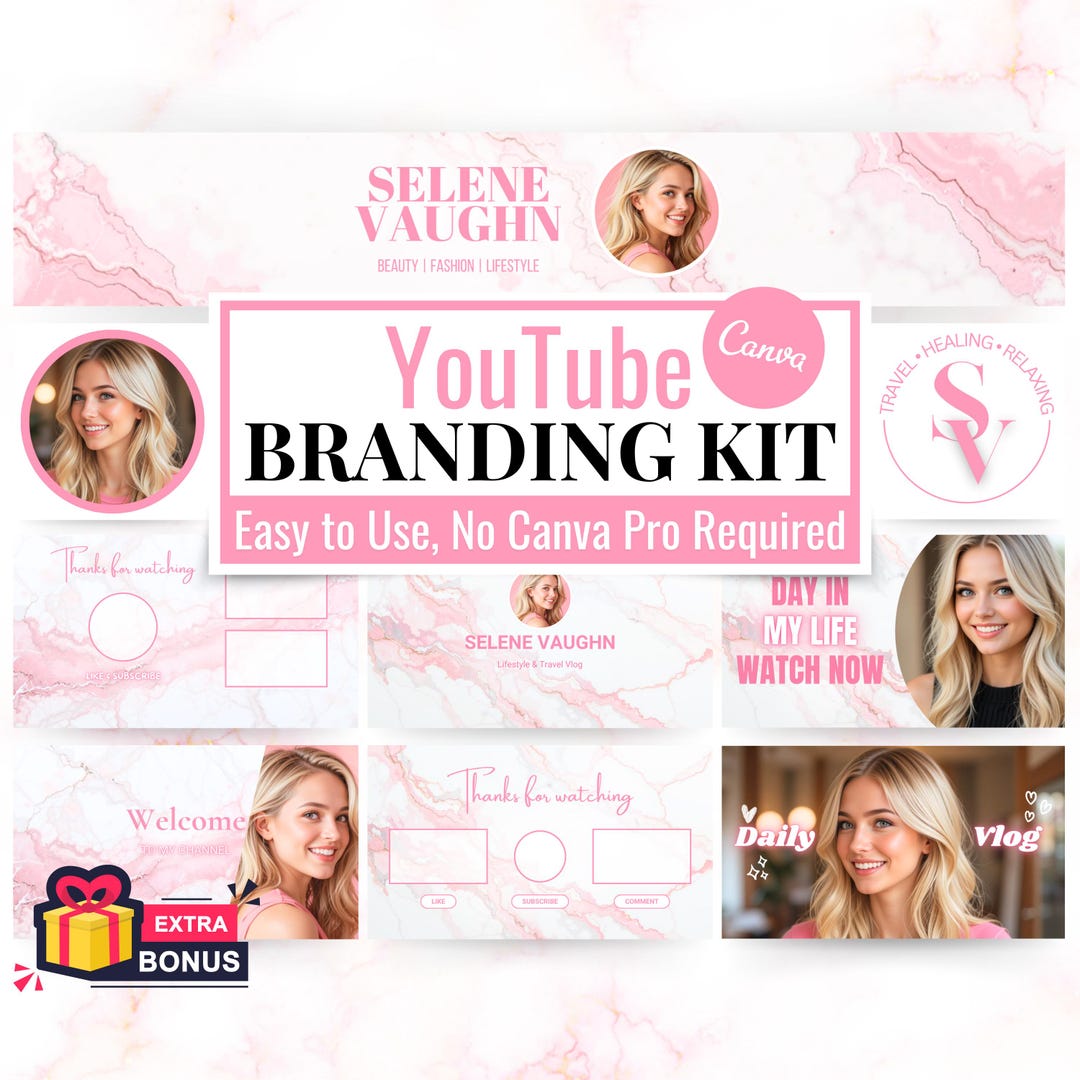 Influencer Youtube Channel Branding Kit Editable Canva Templates ...