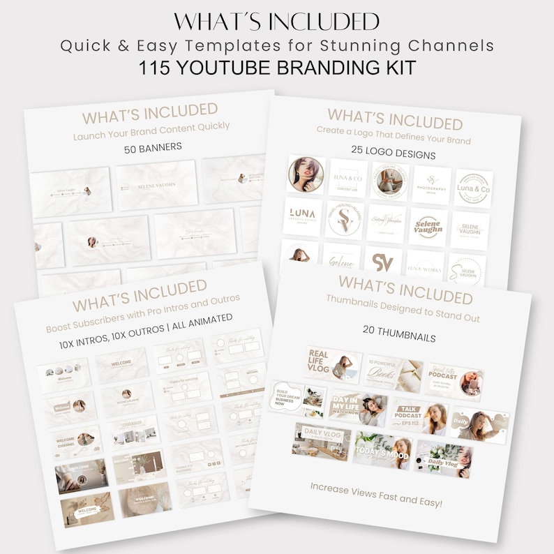 Youtube Channel Kit: White, Beige, Pink & Black – 460+ Templates - Etsy