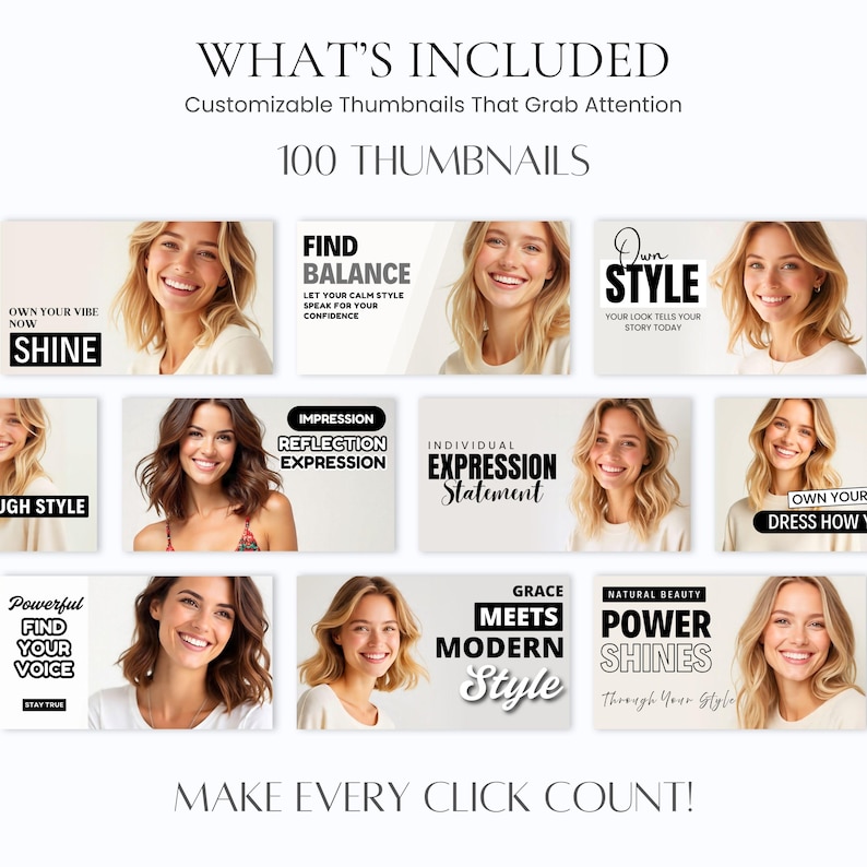 100 Fashion & Beauty Youtube Thumbnail Templates: Editable Canva ...