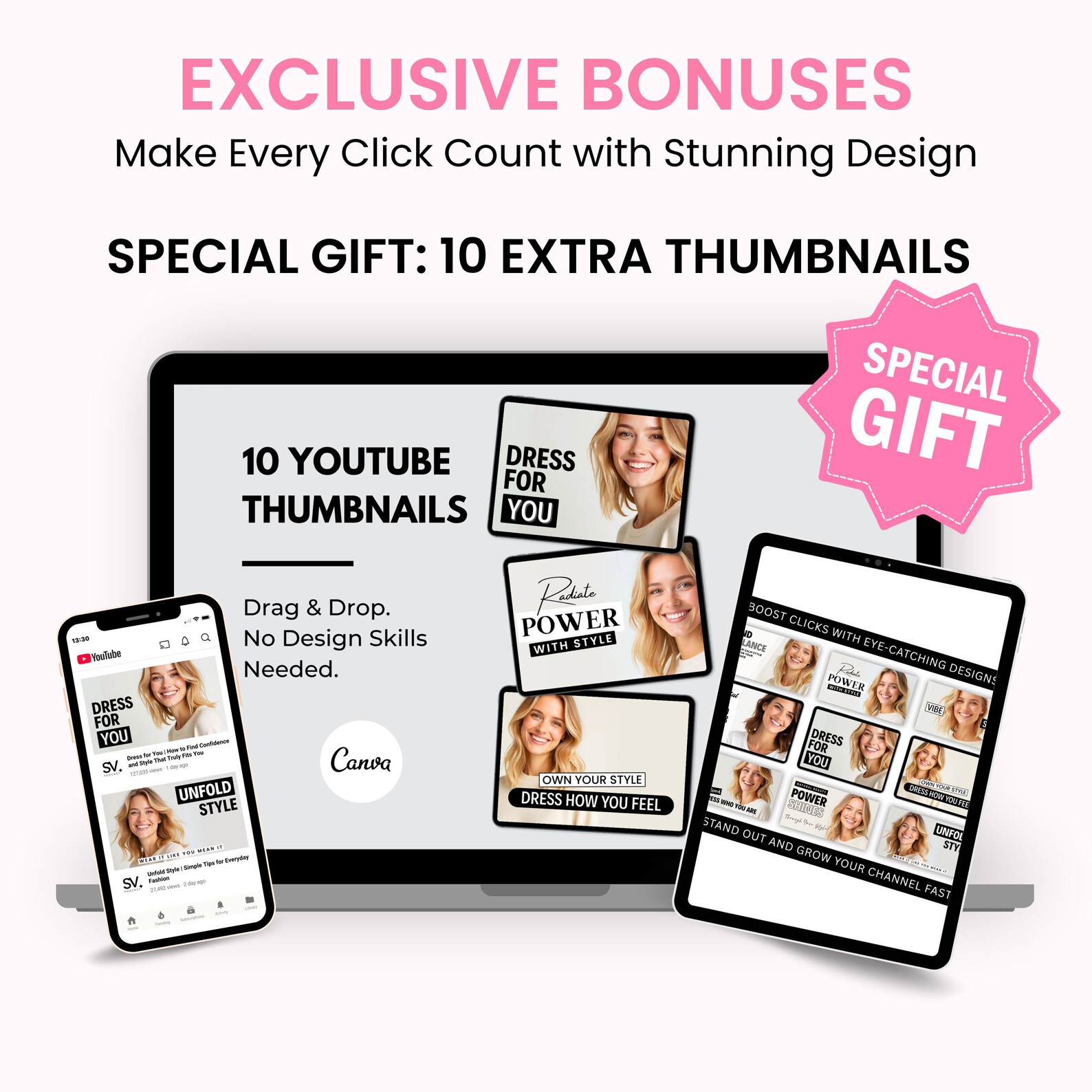 Pink Youtube Branding Kit: DIY Channel Templates (canva) - Etsy