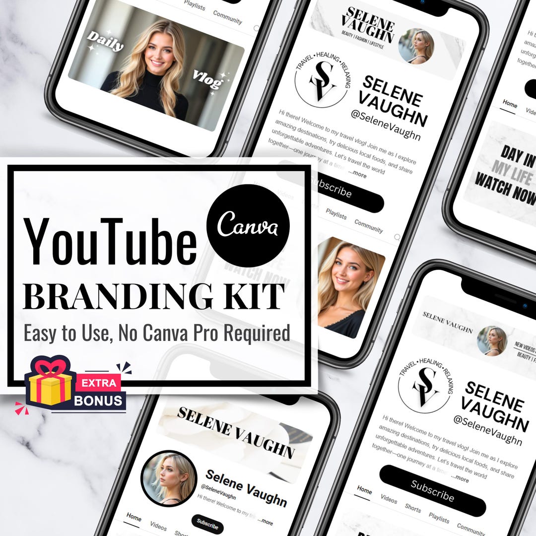 DIY Youtube Channel Kit - Editable Banner Logo Intro Outro & Thumbnail ...