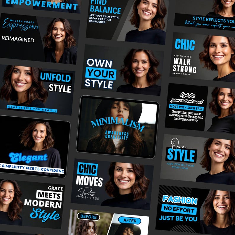 100 Black Blue Youtube Thumbnail Templates Beauty Fashion Editable ...