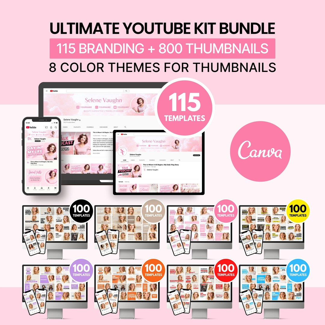 Ultimate Youtube Kit Bundle | 115 Branding Kit + 800 Thumbnails ...