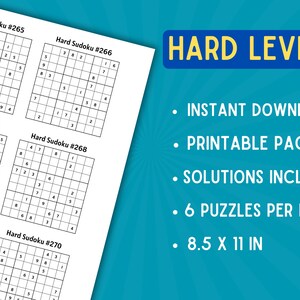 1020 Printable Sudoku Puzzle Book - Hard Level Collection With ...